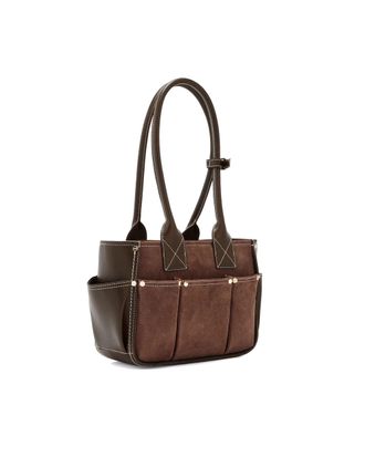 Ganni Womens Shoulder Bag Posy Small Chicory Coffee Leather