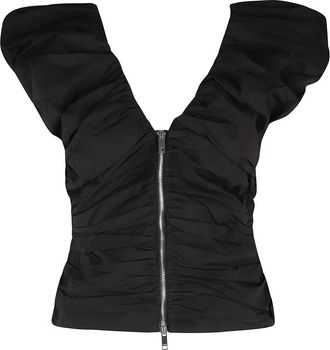 Ganni Femme, Blouses et Chemises, Noir, Taille: 32 FR Ruched Top