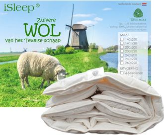 iSleep Wollbettdecke (W&auml;rmeklasse 2) - 100% Wolle (240x220 cm)