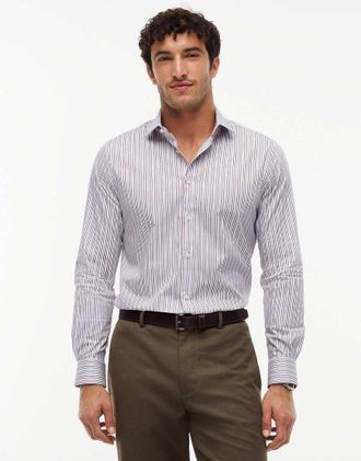 Tommy Hilfiger Hemd mit New York-Label, Slim Fit und Flex-Kragen in Mehrfarbig-ROT