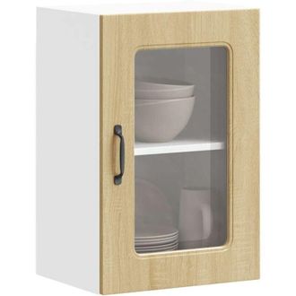 vidaXL K&uuml;chen-H&auml;ngeschrank mit Glast&uuml;r Kalmar Sonoma-Eiche Holzwerkstoff Vidaxl