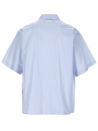 Msgm Printed Cotton Shirt - Azure