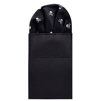 DonDon homme Pochette de costume pliée pour look parfait Noir avec des crânes blancs