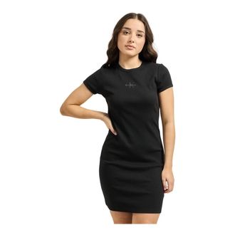 Calvin Klein Monologo Baby Rib Dress - - Dresses - Damen - Schwarzk - L