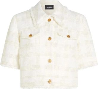 Karl Lagerfeld Femme, Vestes, Blanc, Taille: 34 FR Veste en tweed &agrave; boutons