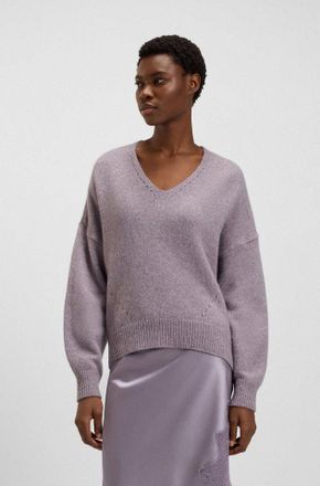 HUGO BOSS Strickpullover Fondyssa Premium Damenmode im Relaxed Fit, V-Ausschnitt
