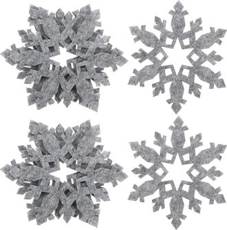 Happyyami Weihnachtliche Filz Untersetzer Schneeflocke 12 St&uuml;ck Hitzeisolierend Grau Tassenmatten f&uuml;r Esstisch Festtagsdeko