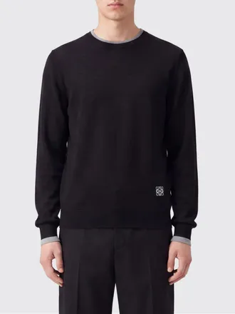 Loewe Pull &agrave; col rond en pure laine avec monogramme Anagram contrastant