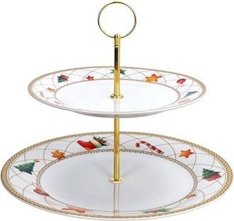 Tognana Tortenplatte 27 cm + Schaufel Christmas Eve, Porzellan, Rot