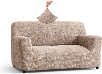 Paulato by GA.I.CO. PAULATO - Sofabezug 2 Sitzer Stretch aus einfarbiger Mikrofaser, kratzfestes Gewebe, maschinenwaschbar, WavyTech-Technologie, Made in Italy - Taupe