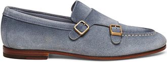 Santoni Mens suede doublebuckle loafer - Gr. UK_10 - in Weiß