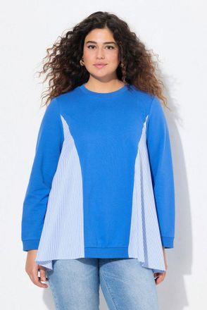 Ulla Popken Sweatshirt Sweatshirt Streifeneins&auml;tze Rundhals Langarm