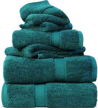 Superior 6-teiliges Handtuchset, 900 Gramm, Baumwolle, blaugrün