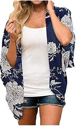 Generic Cardigan floral l&eacute;ger pour femme - Cardigan d&eacute;t&eacute; d&eacute;contract&eacute; ouvert sur le devant - Tendance - Imprim&eacute; - Couverture de plage - Vacances - Voyage - Car