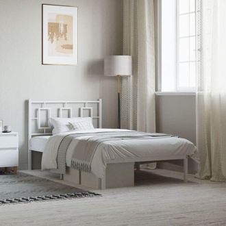 vidaXL Cadre de lit m&eacute;tal sans matelas et t&ecirc;te de lit blanc 100x190 cm Vidaxl