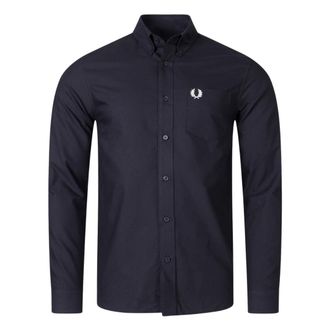 Fred Perry Schlichtes Schwarzes Langarm-oxfordhemd