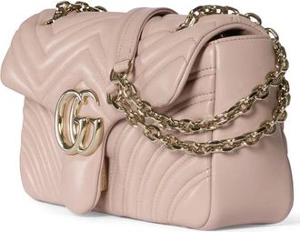 Gucci Womens Shoulder Bag Gg Marmont Pink Leather Lamb