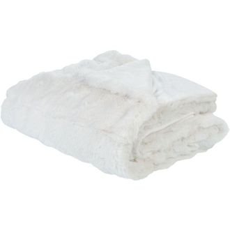 Beliani Kuscheldecke Wei&szlig; aus Kunstfell 200 x 220 cm Flauschige Tagesdecke f&uuml;r Bett Sofa Wohnzimmer Schlafzimmer &Uuml;berwurf Wohnaccessoires