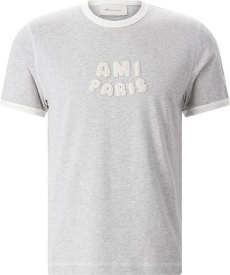 Ami Homme, Tops, Gris, Taille: 3XL T-shirt De Coeur en jersey de coton