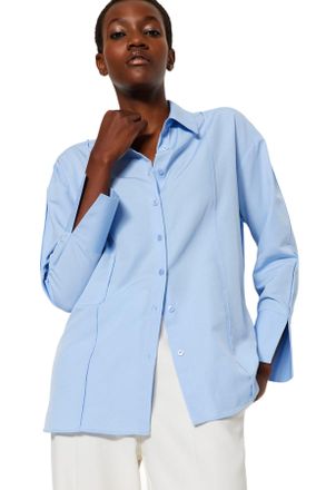 Trendyol Trendyol Womens Damen Gerade Lange Ärmel Plus Size Hemd Shirt, Clear Blue, 42 Mehr