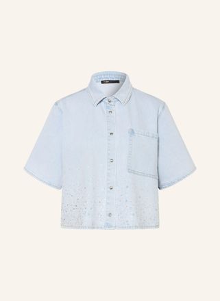 Maje Jeansbluse Mit Schmucksteinen blau