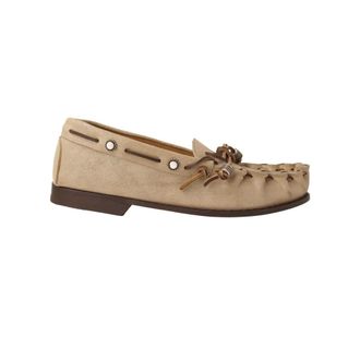 Calce Calce, Femme, Chaussures, Beige, Taille: 37 EU Mocassin en Cuir Platine avec Clous