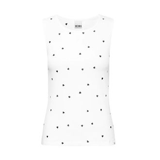 Ichi Ichi, Femme, Tops, Blanc, Taille: 38 FR Haut avec coeur brod&eacute; Cloud Dancer