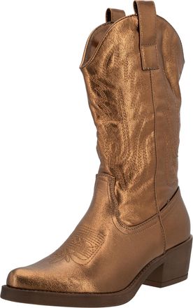 Elara Damen Cowboy Stiefel Biker Boots Chunkyrayan DEN928P Rosegold PU 37