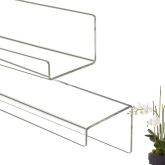 Generic Acryl Wandregale - 2 St&uuml;ck Montagebereich Klares Acryl,Ablagebale F&uuml;r Die Wand - F&uuml;r Badezimmer Schlafzimmer Wohnzimmer K&uuml;che B&uuml;ro Shampoo B&uuml;cher Bild