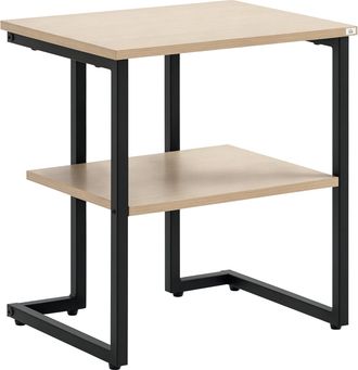 HOMCOM Beistelltisch mit 2 Ablagen Wohnzimmer Beistelltisch f&uuml;r Schlafzimmer Arbeitszimmer B&uuml;ro Moderner Stil 45x35x48 cm Natur
