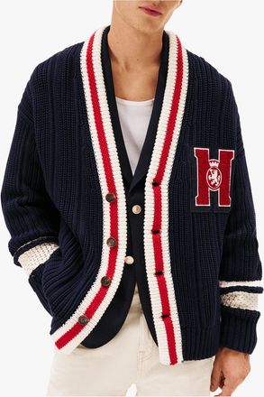 Tommy Hilfiger Gilet style Coll&egrave;ge en grosse maille c&ocirc;tel&eacute;e en coton