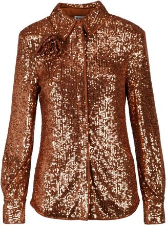 Blugirl Femme, Blouses et Chemises, Brun, Taille: 36 FR Total Paillettes Shirt