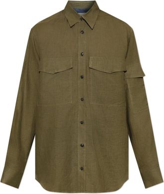 Paul Smith Homme, Chemises, Vert, Taille: XL Chemise en lin avec poches