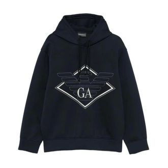 Emporio Armani Homme, Sweatshirts et sweats &agrave; capuche, Bleu, Taille: S Logo Detail Sweat &agrave; capuche