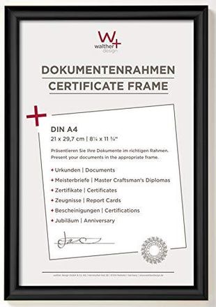 Walther Design Bilderrahmen schwarz 21 x 29,7 cm (DIN A4) Trendstyle Kunststoffrahmen KP130B