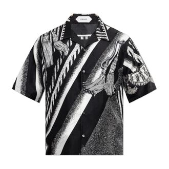 Versace Homme, Chemises, Noir, Taille: 2XL Chemise en soie Formula 6