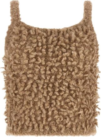 PESERICO Femme, Tops, Beige, Taille: 40 FR Top sans manches &agrave; encolure carr&eacute;e