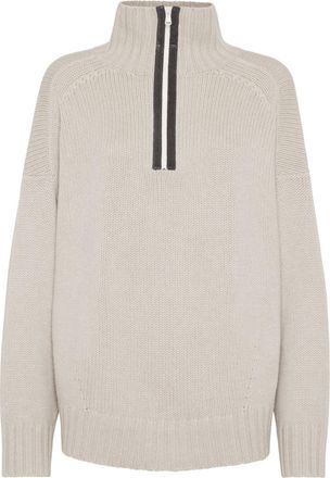 Brunello Cucinelli Kaschmirpullover mit Stehkragen - Nude