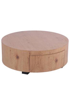 Stylife Couchtisch, Eiche, Holz, Holzwerkstoff, Eiche, furniert, 1 Schubladen, rund, 80x30x80 cm, Stauraum, Wohnzimmer, Wohnzimmertische, Couchtische, Couchti