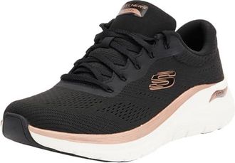 Skechers Baskets Arch Fit 2.0 Glow The DistanceSneaker pour Femme, Maille Noire et Bordure Or Rose, 37.5 EU