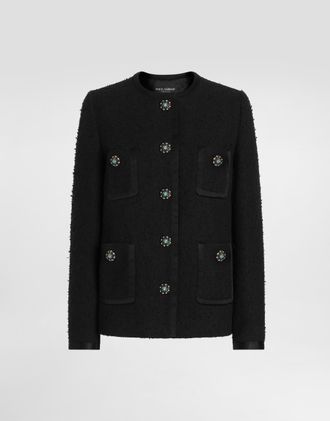 Dolce & Gabbana Jacke Aus Raschel-flechtgewebe - Frau Blazer Schwarz 44