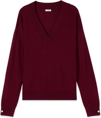 Oltre V-Ausschnitt Pullover - - Knitwear - Damen - Rot - 2XL