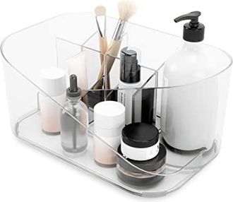 Umbra Glam Kosmetik Organizer, Accessoire Aufbewahrung, Make Up Aufbewahrungsbox mit herausnehmbarem Innenteil, Transparent, Einheitsgr&ouml;sse