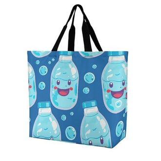 Generic Motif De Bouteille DEau Sac Courses R&eacute;utilisable Tote Bag Grand Sac A Main Femmes Pour Travail Gym Universit&eacute;