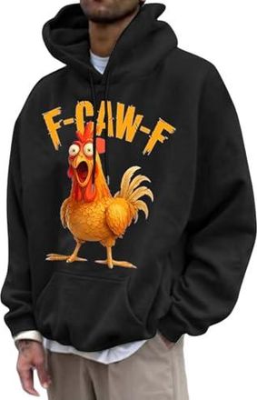 Generico Sweat &agrave; Capuche Homme Surdimensionn&eacute; Imprim&eacute; Coq Dr&ocirc;le Sweat-shirt Homme Humour Ferme Battue R&eacute;tro M&eacute;di&eacute;val Pull Mythologie M&eacute;di&eacute;vale Nordique Top Nin