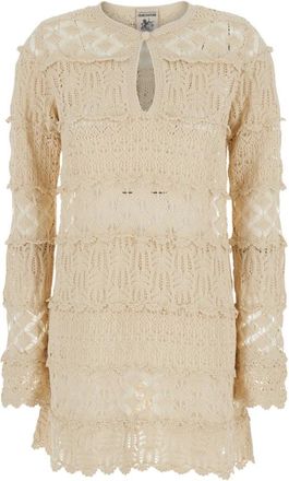 Semicouture Femme, Robes, Beige, Taille: 38 FR Crochet Mini Dress