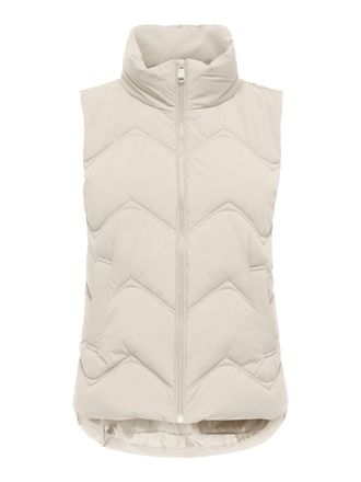 Jacqueline de Yong Steppweste JDY JDYPOWER SHORT WAISTCOAT OTW HAB, Damen, Gr. XS, beige (silber lining), Steppware, Obermaterial: 100% Polyester, unifarben, Po-bedecken