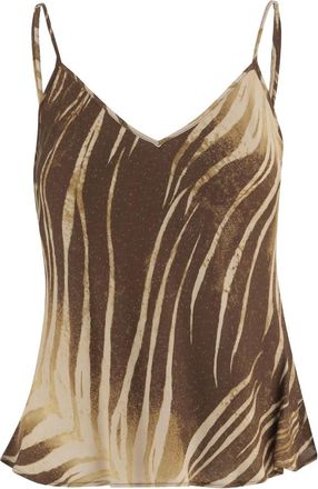Just Cavalli Femme, Tops, Multicolore, Taille: 40 FR Top Sans Manches en Viscose avec Imprim&eacute; Tropical