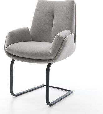 DELIFE Freischwinger Clea-Flex Strukturstoff Soft Grau Freischwinger flach Schwarz, Esszimmerst&uuml;hle