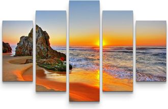 Paul Sinus Art Leinwandbilder | Bilder Leinwand 160x100cm Sonnenaufgang am Strand in Tathra - Australien